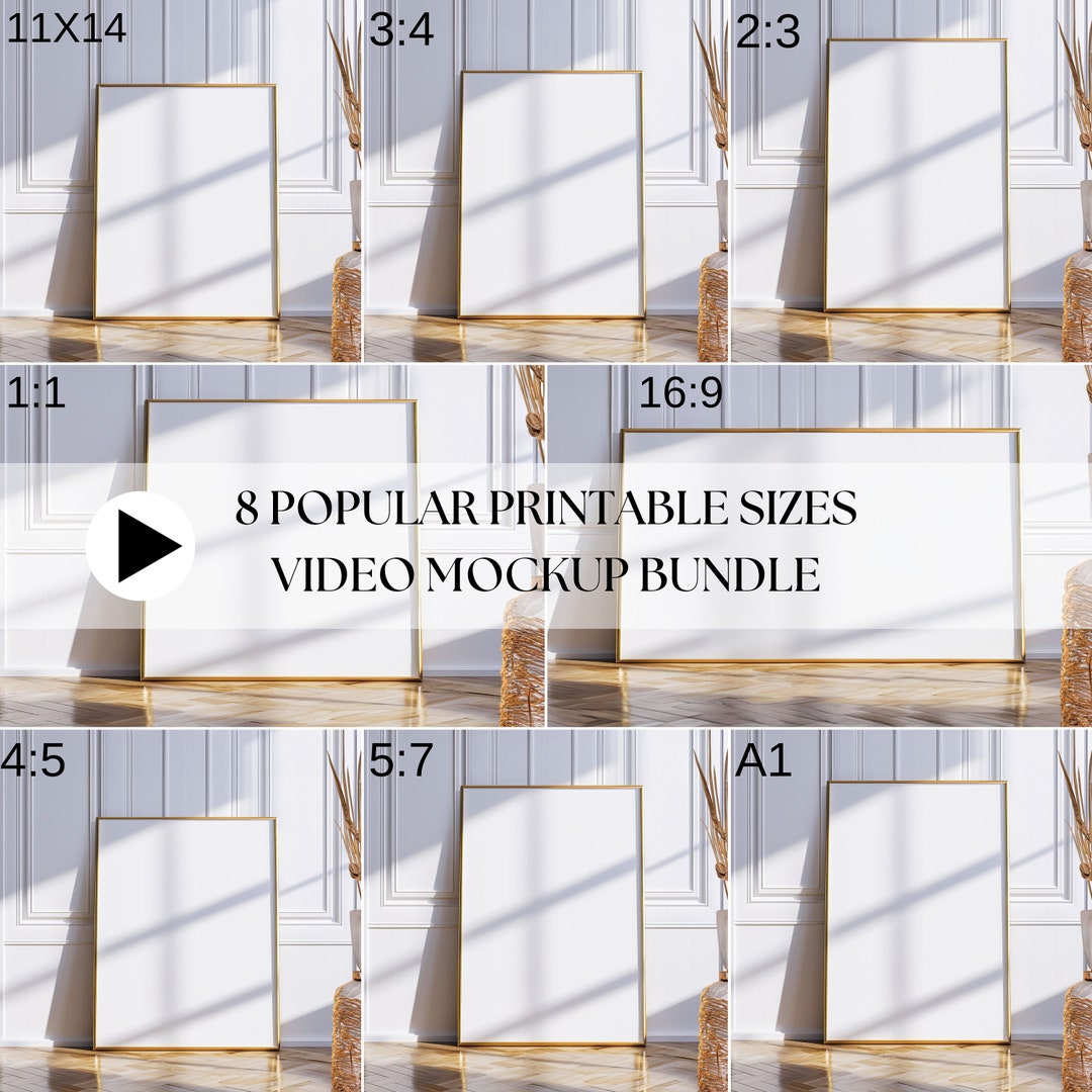 8 Video Frame Mockup, Animated Frame Mockup, PSD Smart Object, Vertical ...