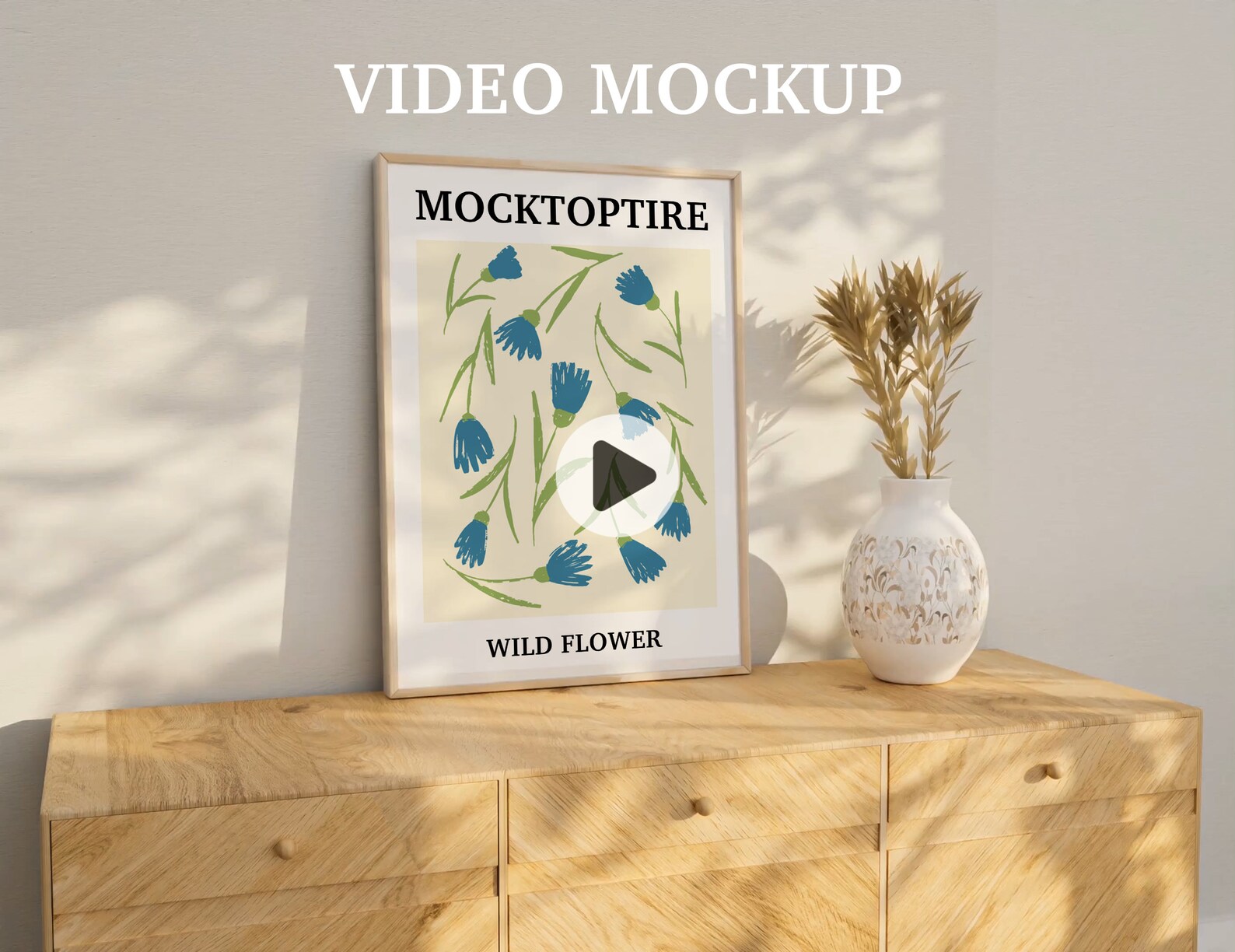 5x7 Video Frame Mockup, PSD Smart Object, Vertical Frame Mockup, Wall ...