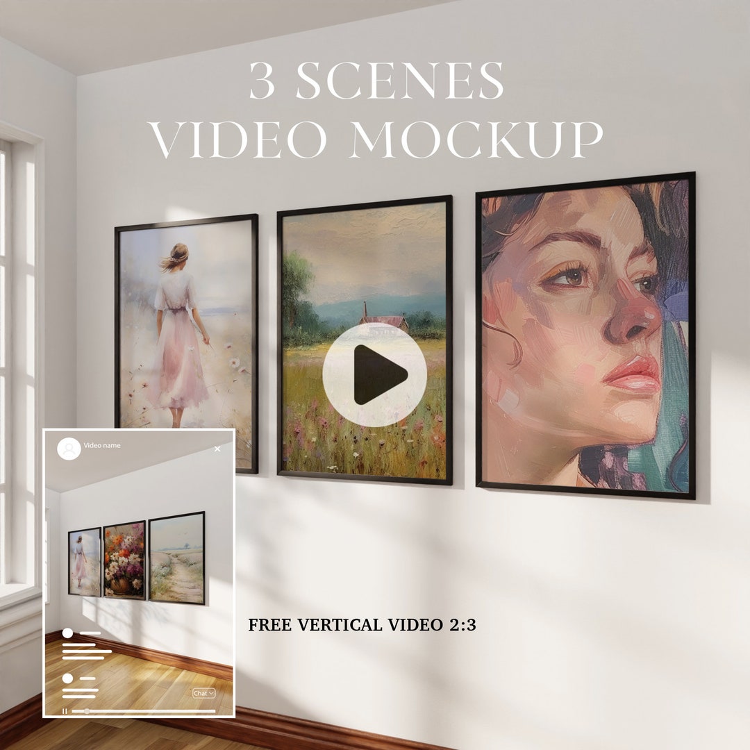 3 Scenes Video Frame Ratio 2:3 Mockup, Animated Frame Mockup, Smart ...