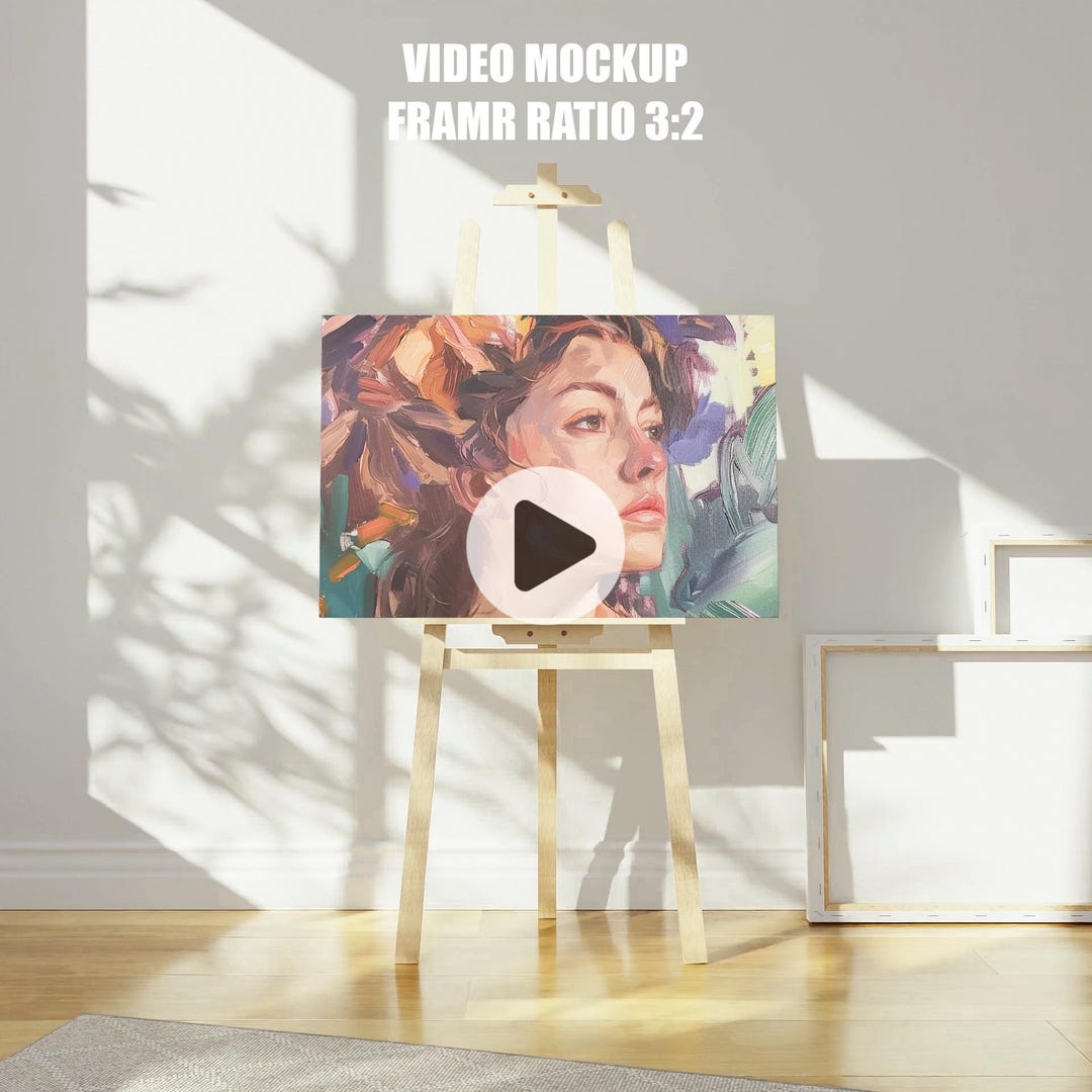 Canvas Ratio 3:2 Video Frame Mockup, Animated Frame Mockup, PSD Smart ...