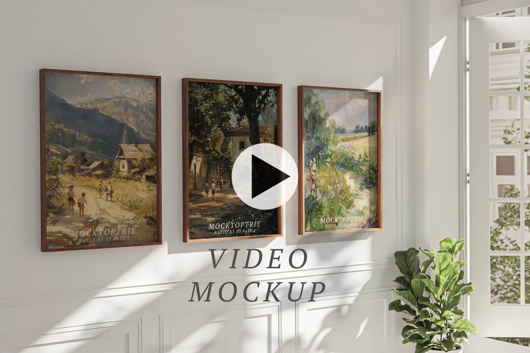 Three Frame Video Mockup, Animated Frame Mockup, Smart Object, PSD ...