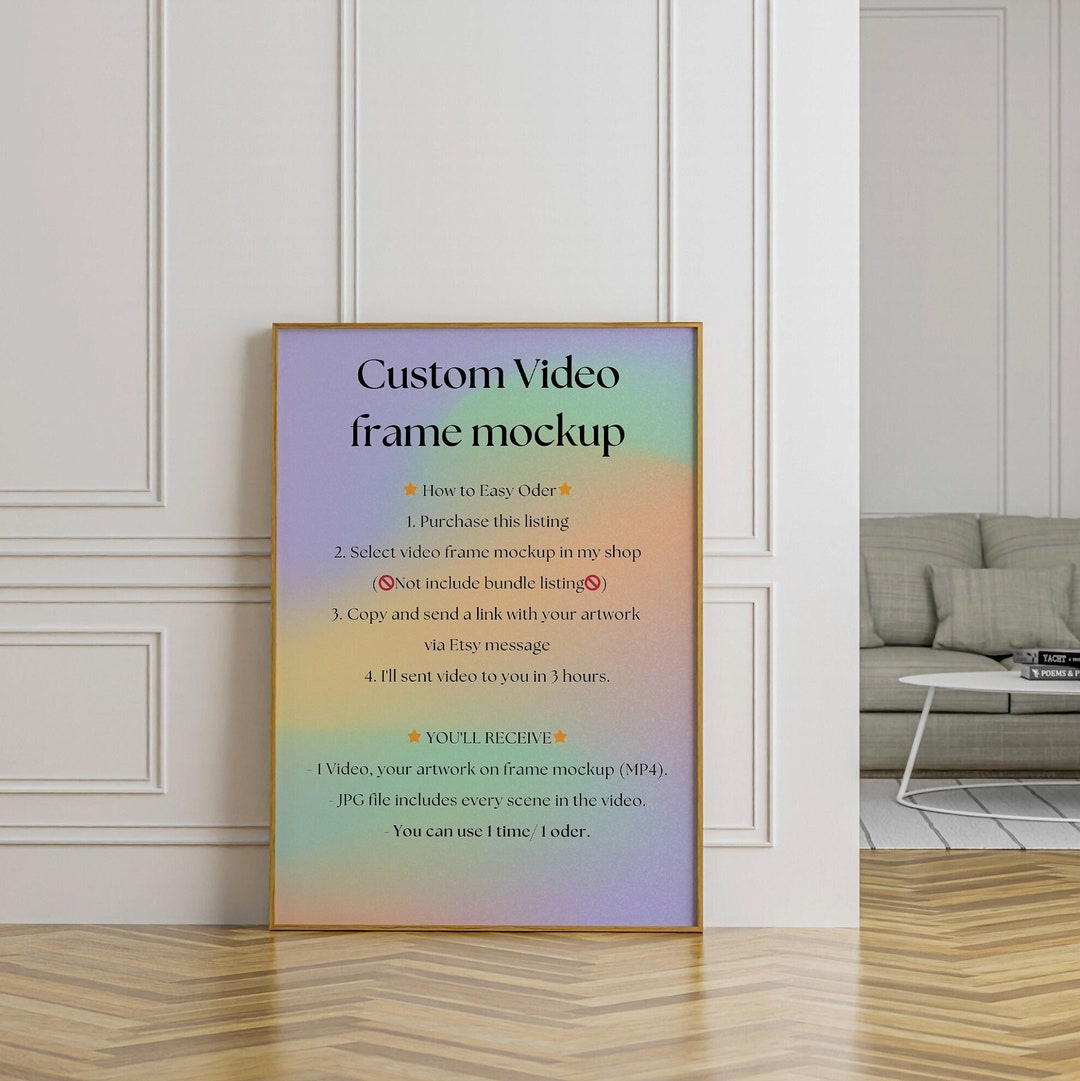 Custom Video Frame Mockup, Video Frame Mp4, PSD Smart Object, Wall Art ...