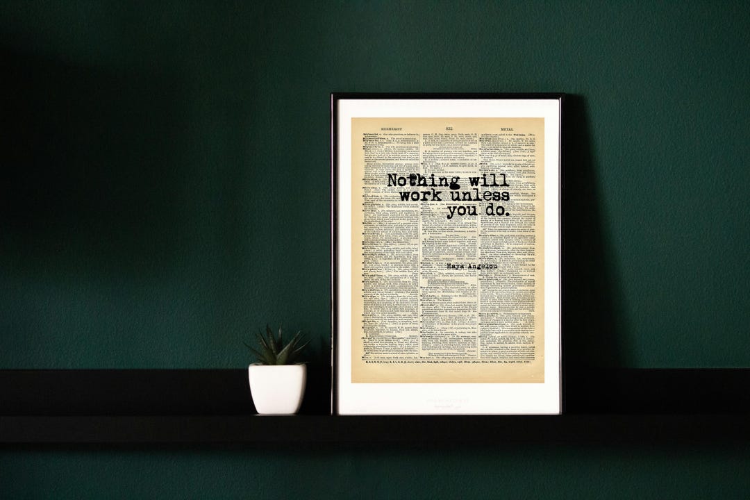 Maya Angelou Quote Poster on Recycled Vintage Book Page – Literary Wall ...