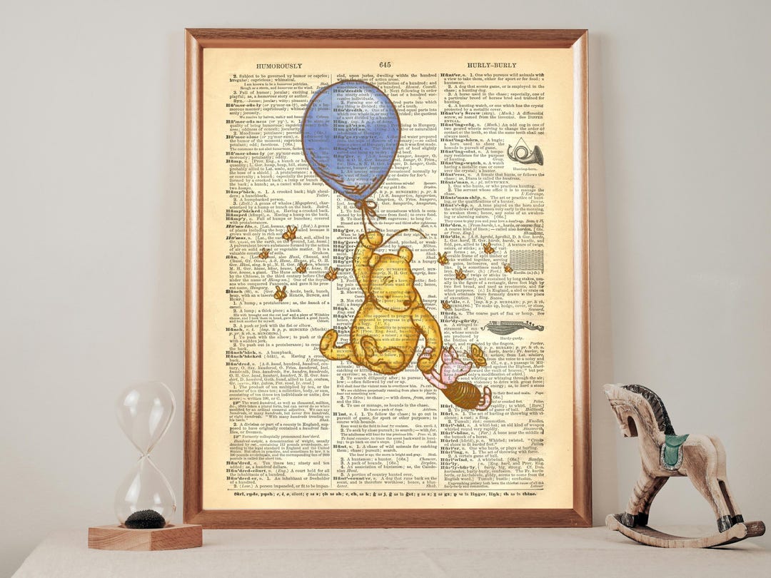 ART PRINT on Old Antique Dictionary Page - Winnie the Pooh, Piglet ...