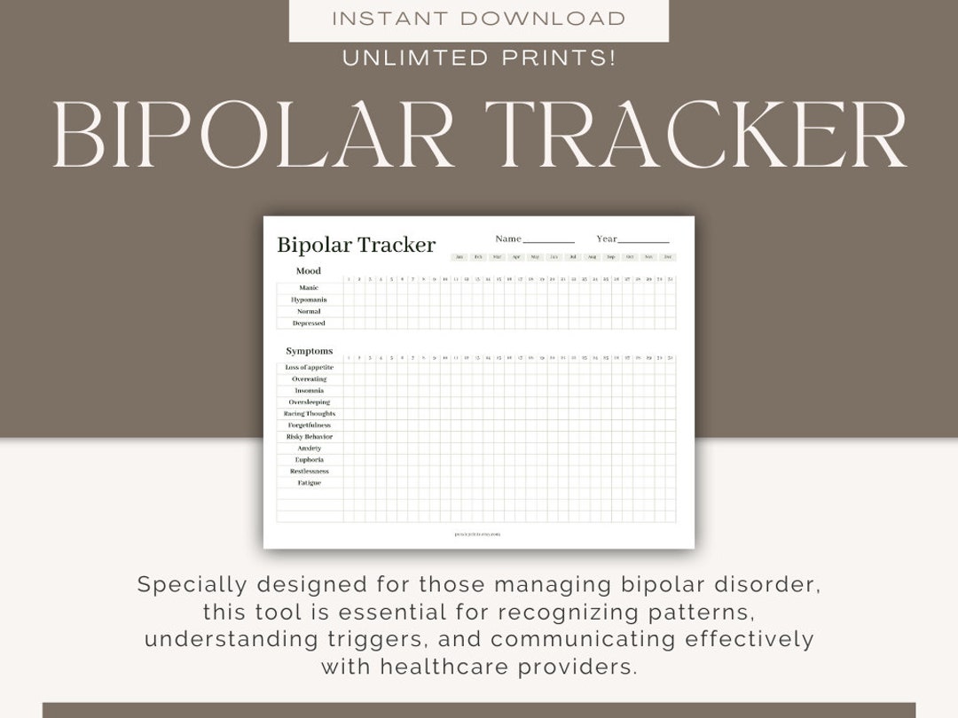 Bipolar Tracker for Bipolar Help for Mental Health Printable for ...
