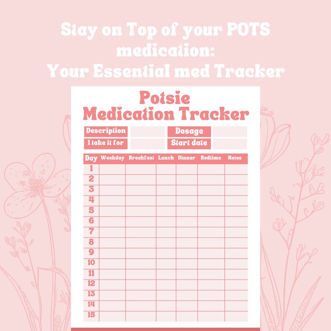 Potsie Medication Tracker for Pots Meds Tracker for Health Planner for ...