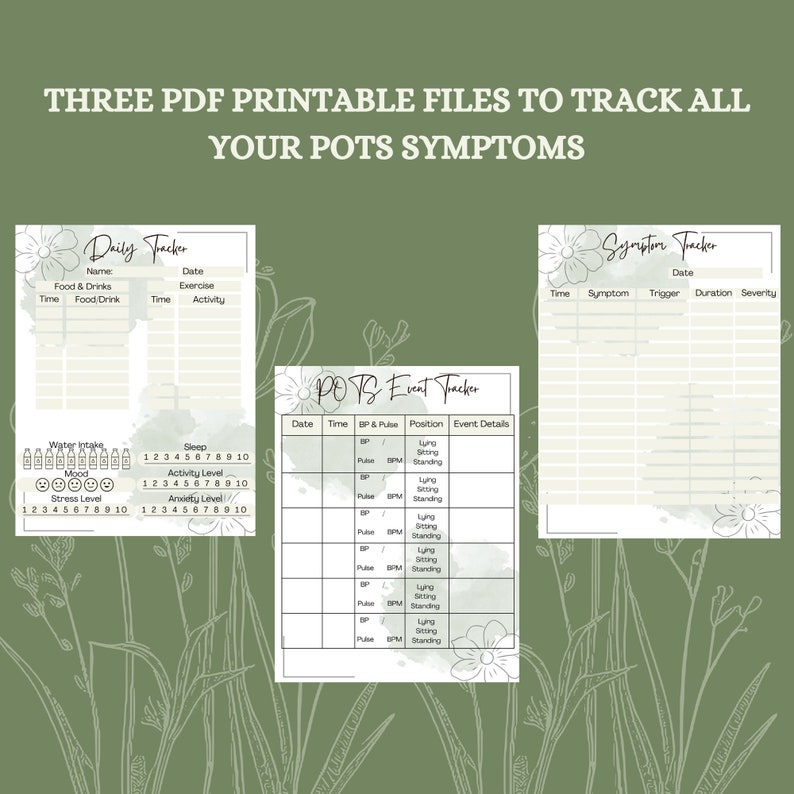 Pots Tracker for Pots Printable Medical Tracker for Health and Wellness ...