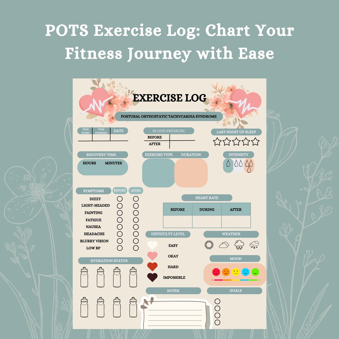 POTS Exercise Log for Workout Log for POTS Exercise Planner for Pots ...