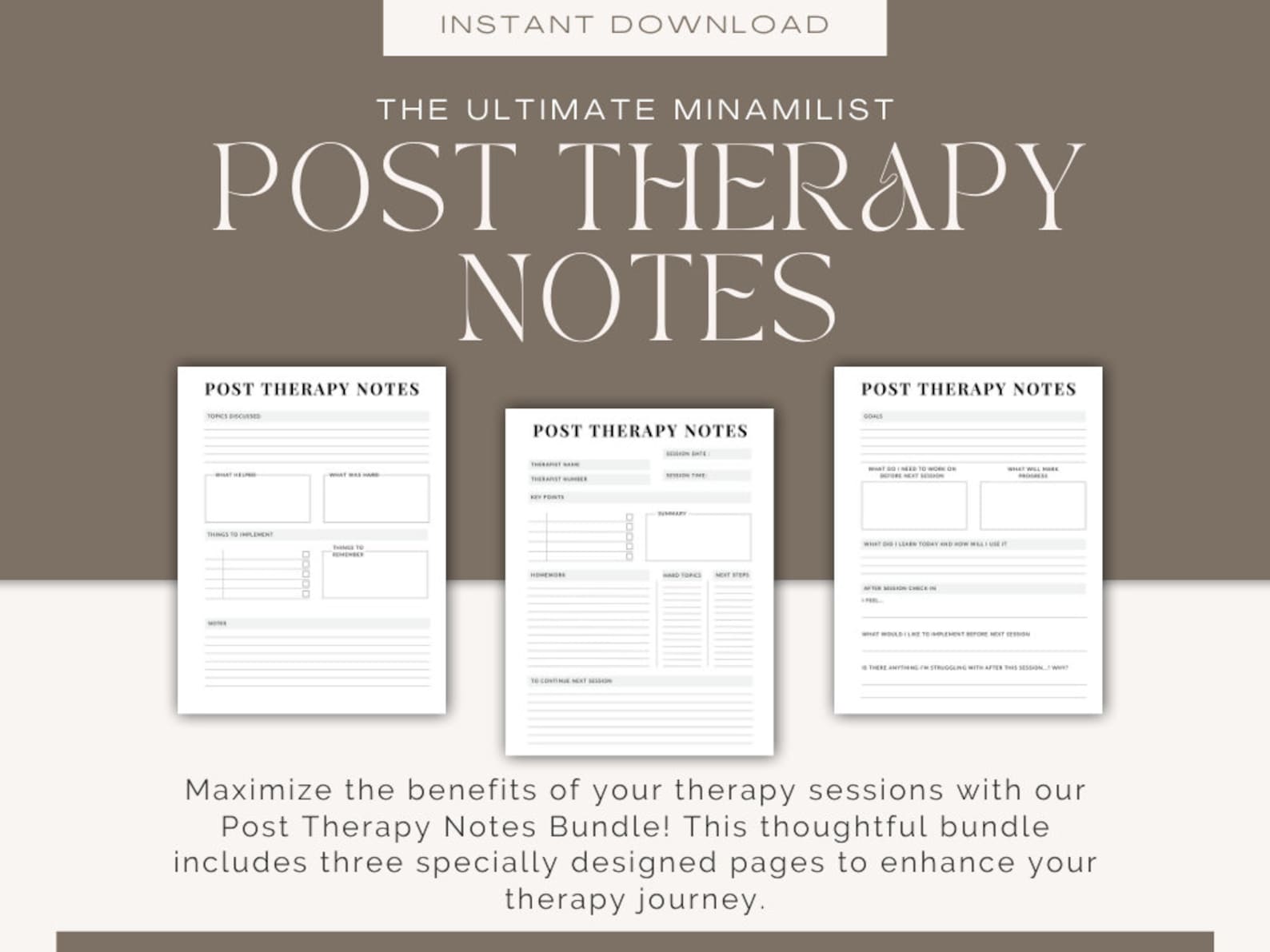 Minimalist Therapy Notes for Therapy Session Log for Therapy Tool for ...