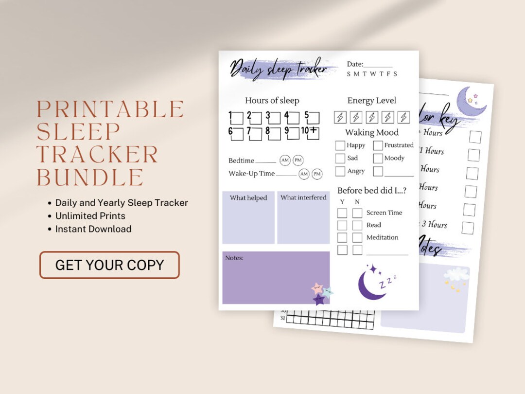 Printable Sleep Log for Bullet Journal Page for Sleep Tracker for Sleep ...