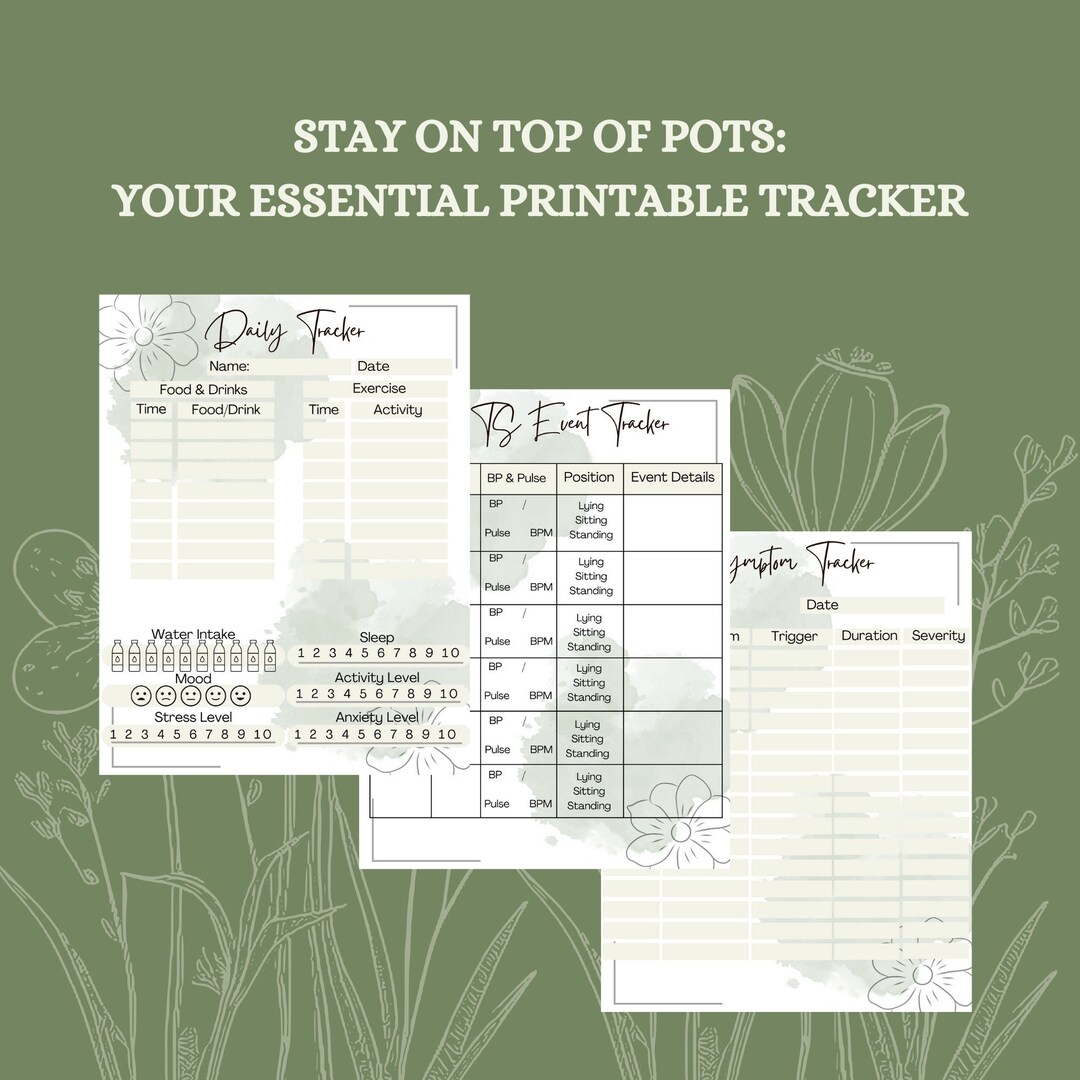 Pots Tracker for Pots Printable Medical Tracker for Health and Wellness ...