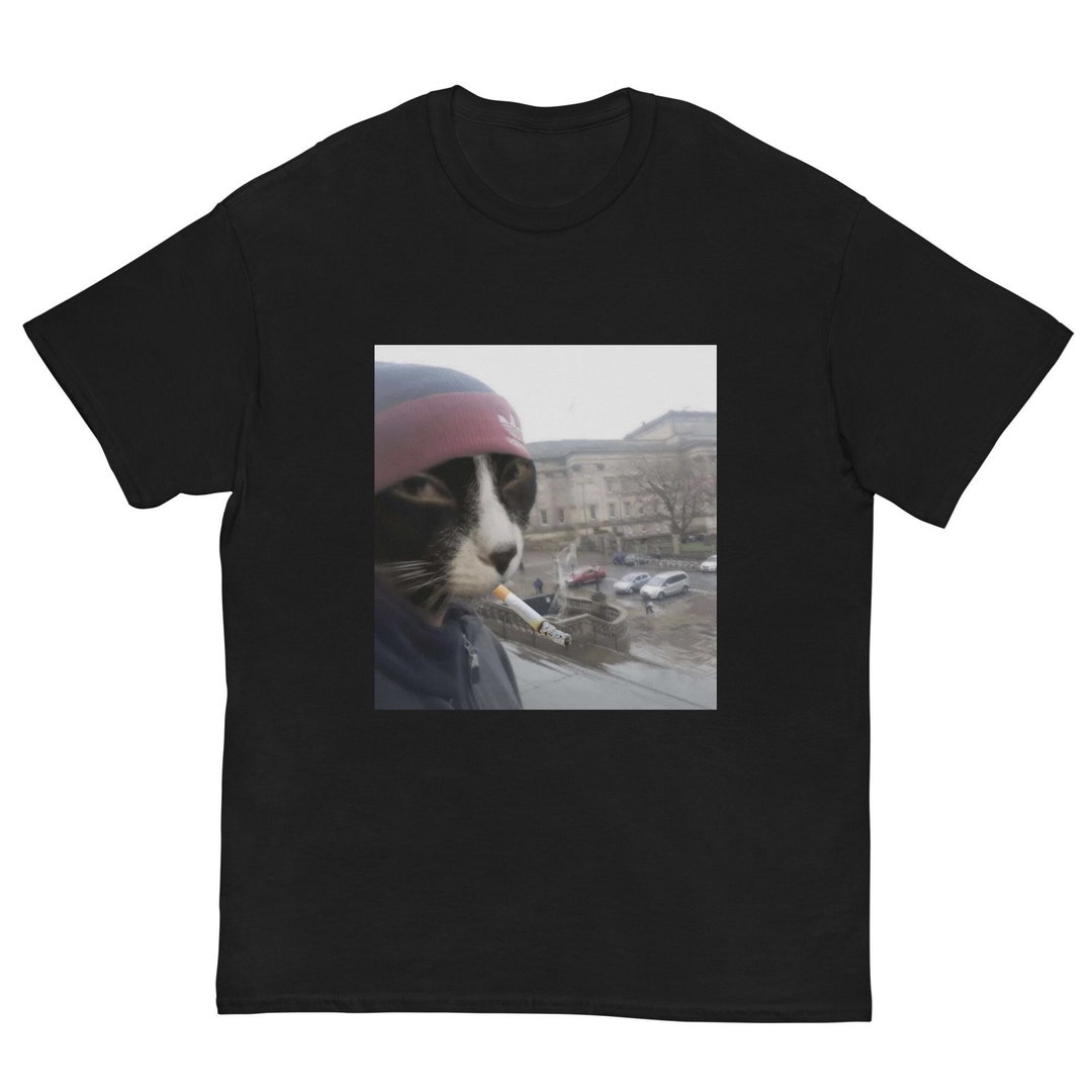 Funny Cat Shirt | Cat Smoking Cigarette Meme | Men's Tee - Etsy