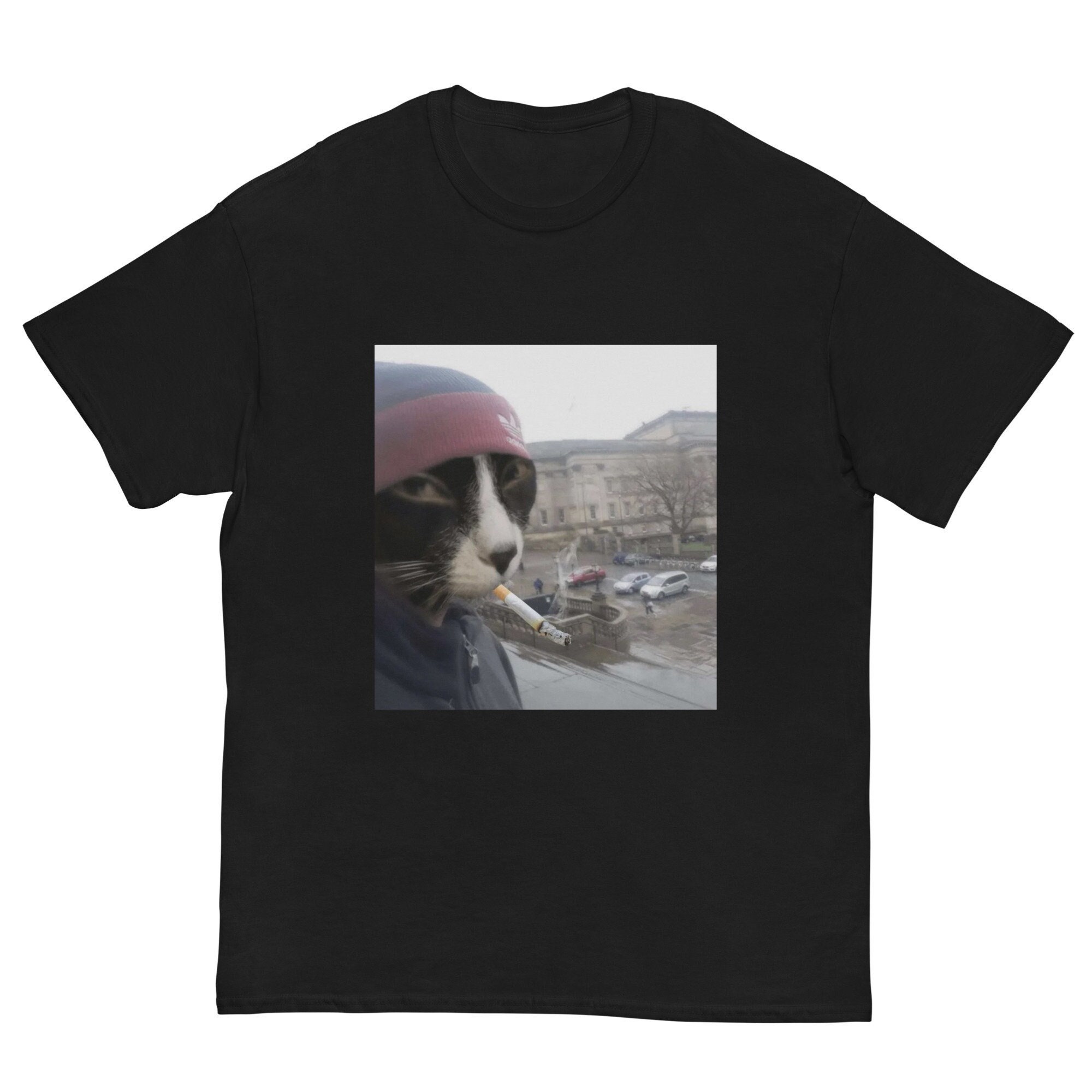 Funny Cat Shirt | Cat Smoking Cigarette Meme | Men's Tee - Etsy