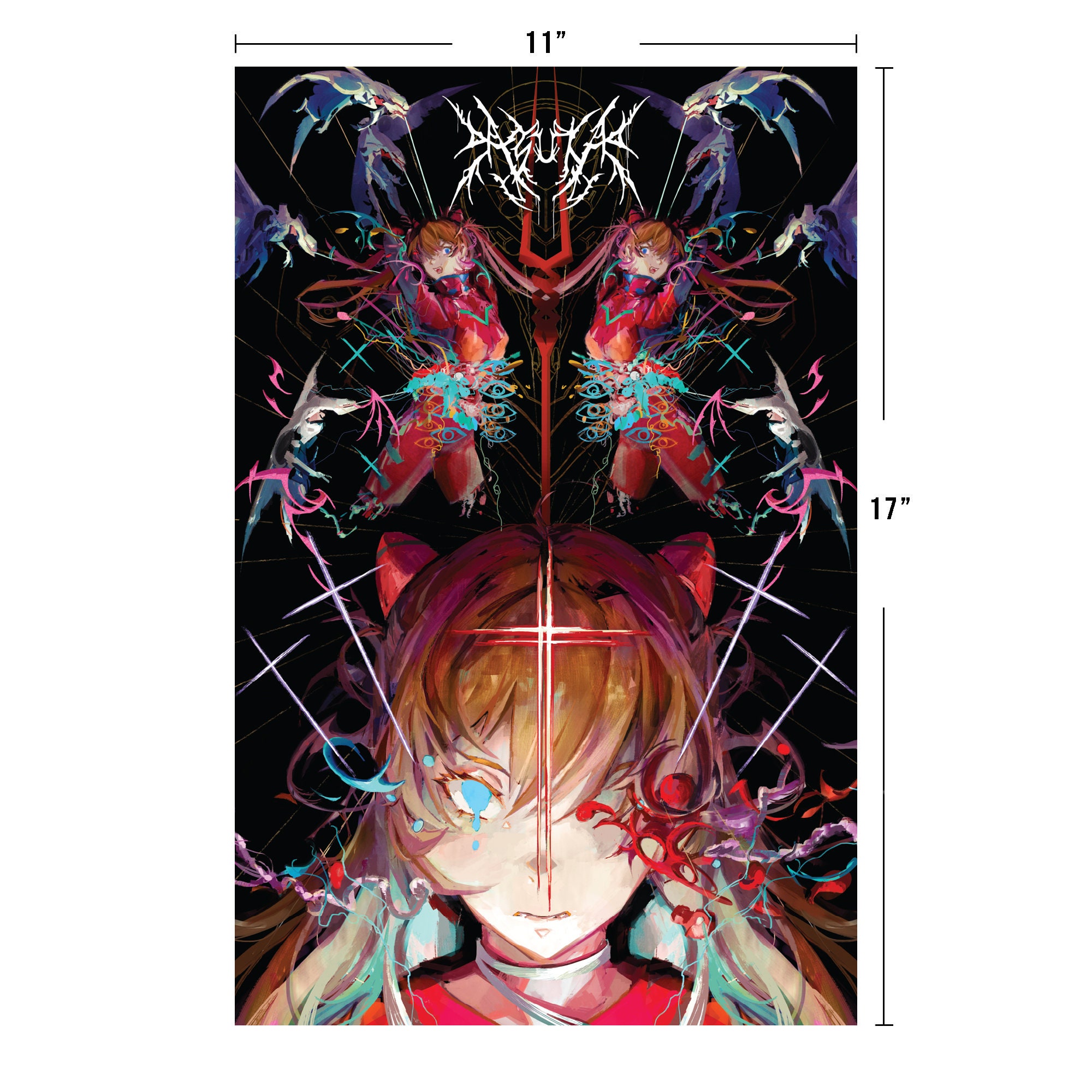 Asuka Rage 11x17 Art Print Free Shipping Evangelion Edgy Metal Dark ...