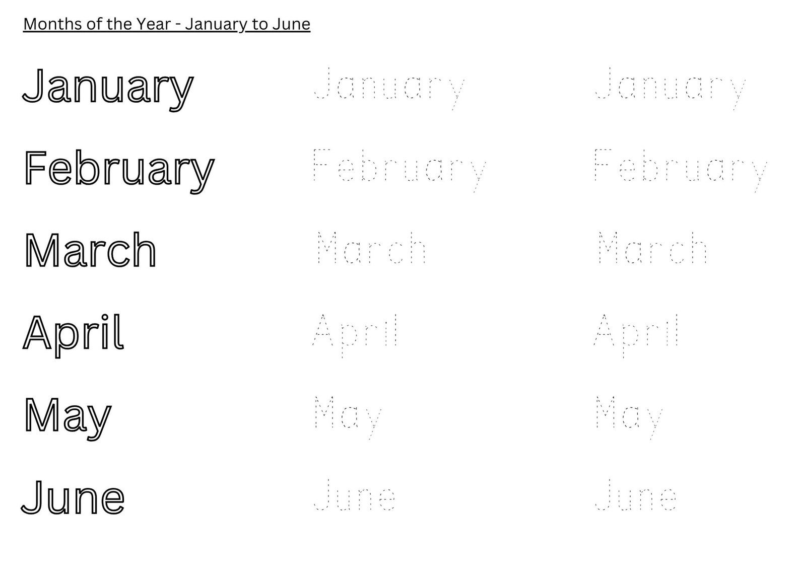 Days of the Week/ Months of the Year/bonus Words - Color and Trace - 4 ...
