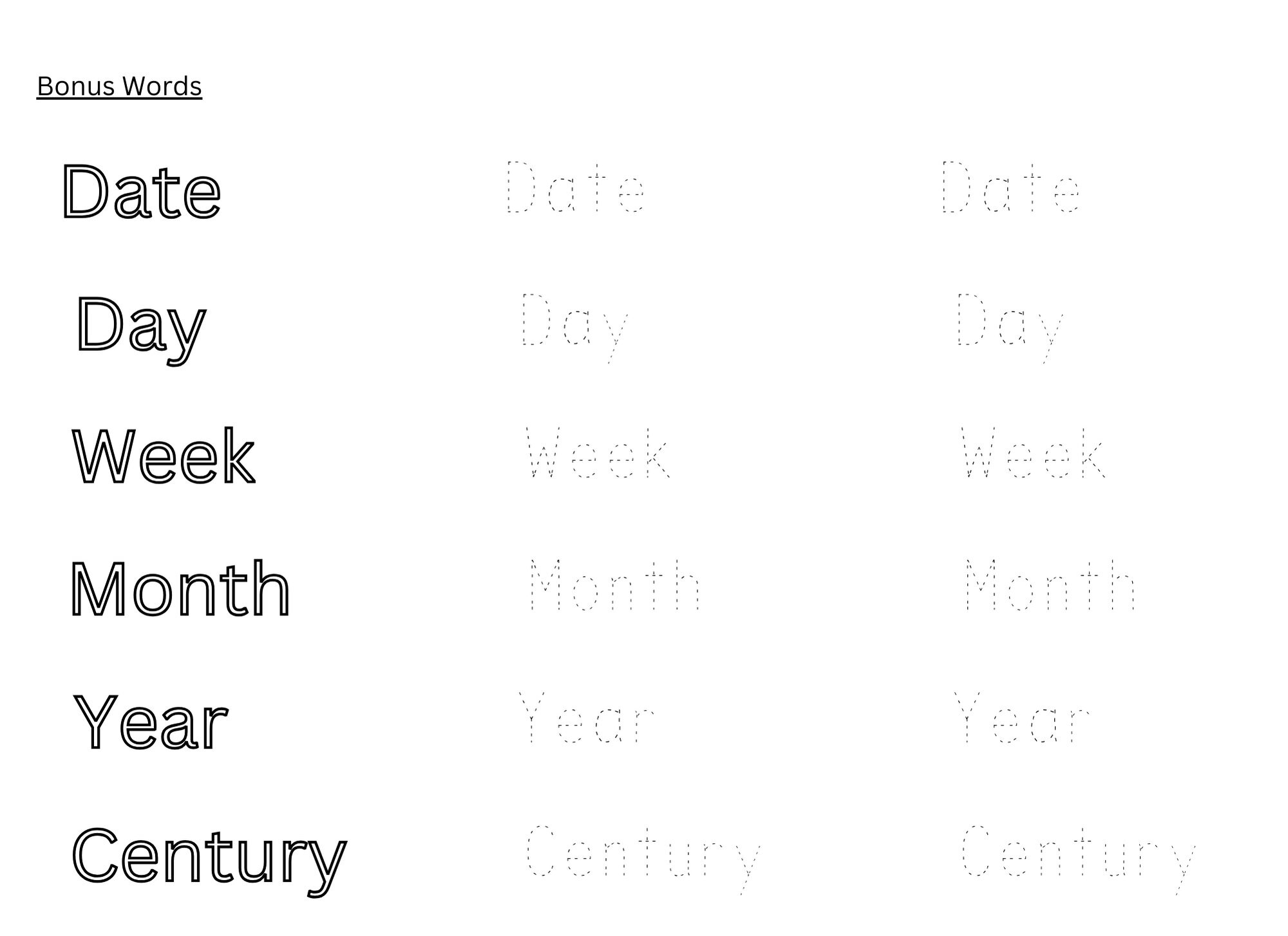 Days of the Week/ Months of the Year/bonus Words - Color and Trace - 4 ...