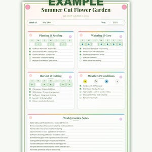 Summer Cut Flower Garden Log | Printable Weekly Tracker for Flower ...