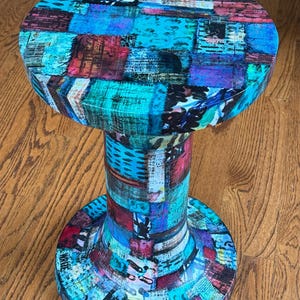 Boho Eclectic Side Table in Patchwork Collage Colorful Accent Table 20 ...