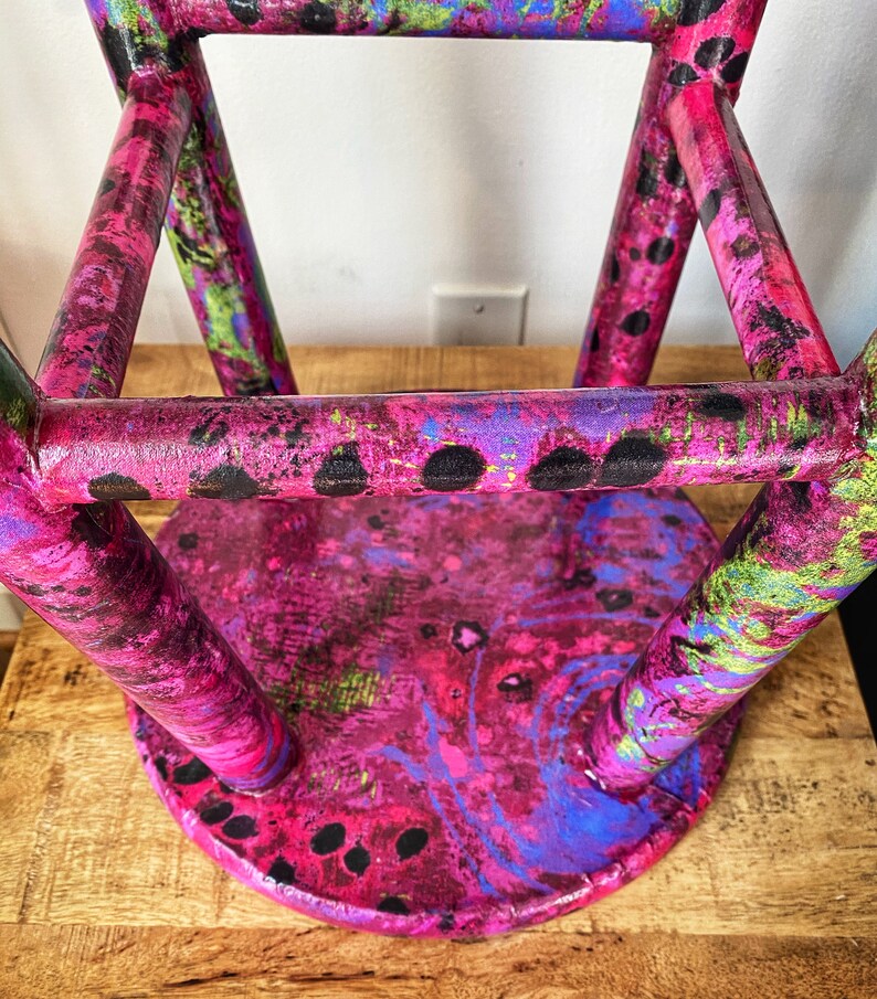 Bright Pink Stool in Boho Eclectic Design Funky Colorful Stool - Etsy
