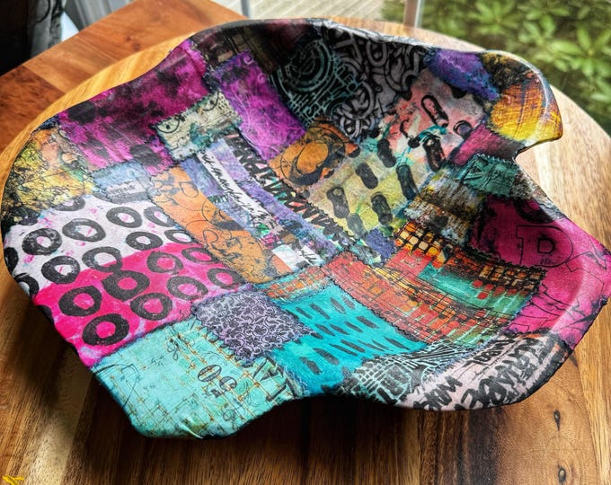 Colorful Live Edge Decorative Bowl | Boho Eclectic 12 Inch Bowl - Etsy
