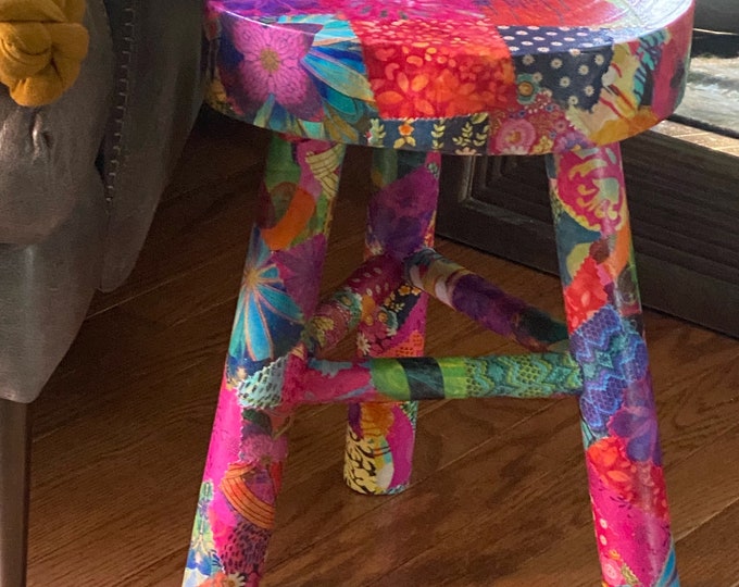 Boho Stool in Colorful Patchwork Design - Etsy