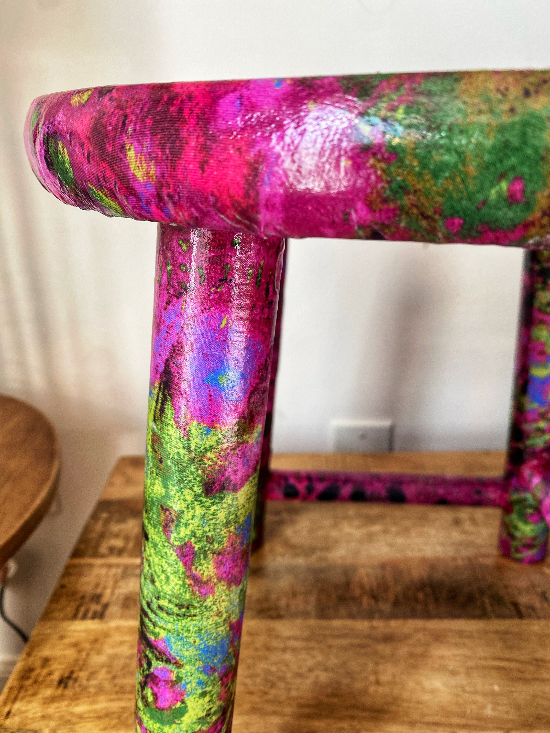 Bright Pink Stool in Boho Eclectic Design Funky Colorful Stool - Etsy