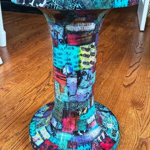 Boho Eclectic Side Table in Patchwork Collage Colorful Accent Table 20 ...