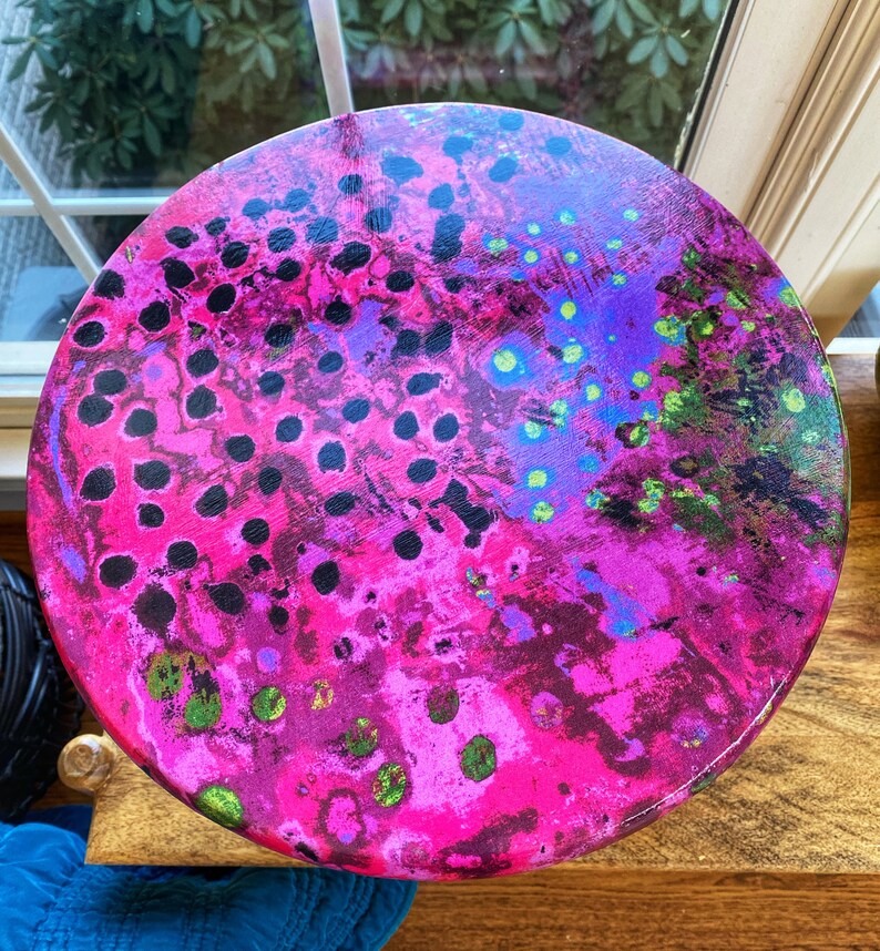 Bright Pink Stool in Boho Eclectic Design Funky Colorful Stool - Etsy