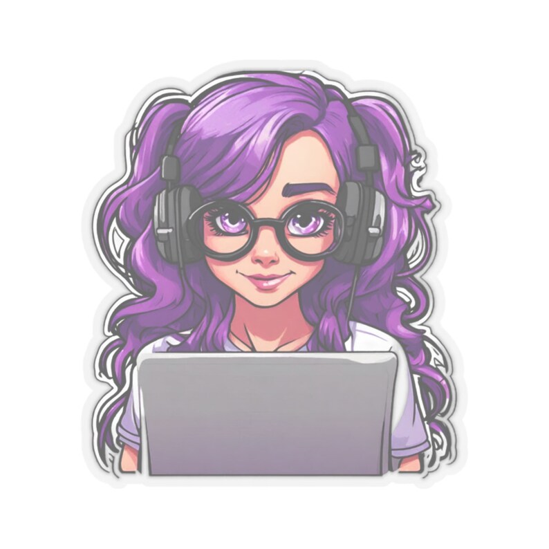 Cute Gamer Girl With Purple Hair - Etsy