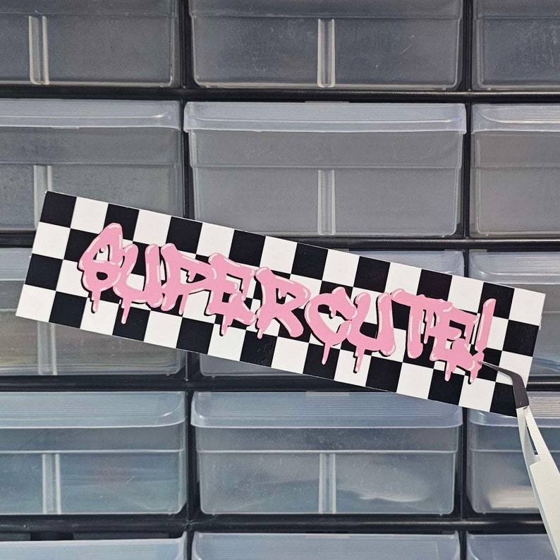 Supercute Checker Graffiti Slap Bumper Sticker Water Resistant UV ...