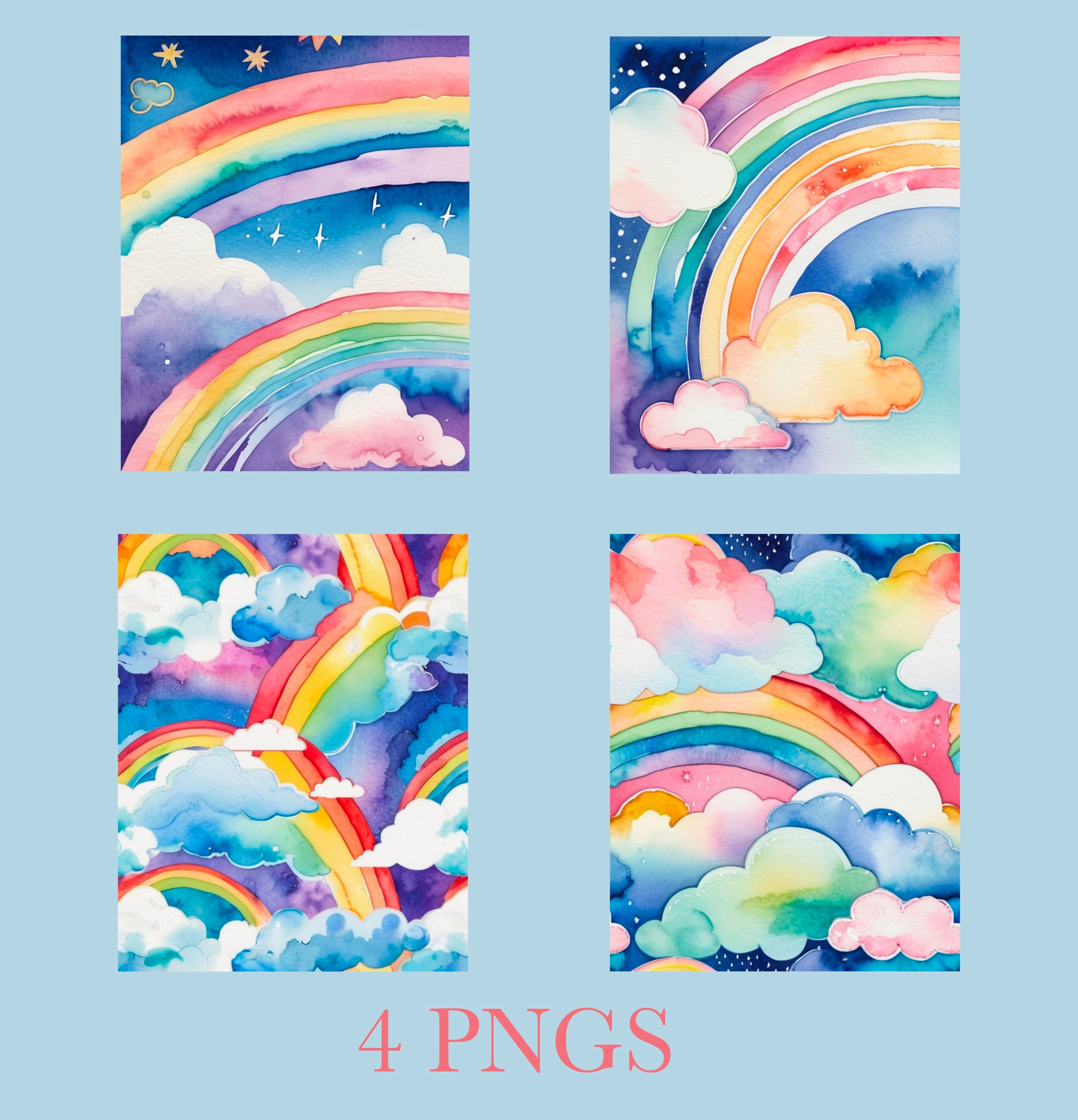 Rainbow Background Watercolor Drawing Png Clipart Digital Sublimination ...