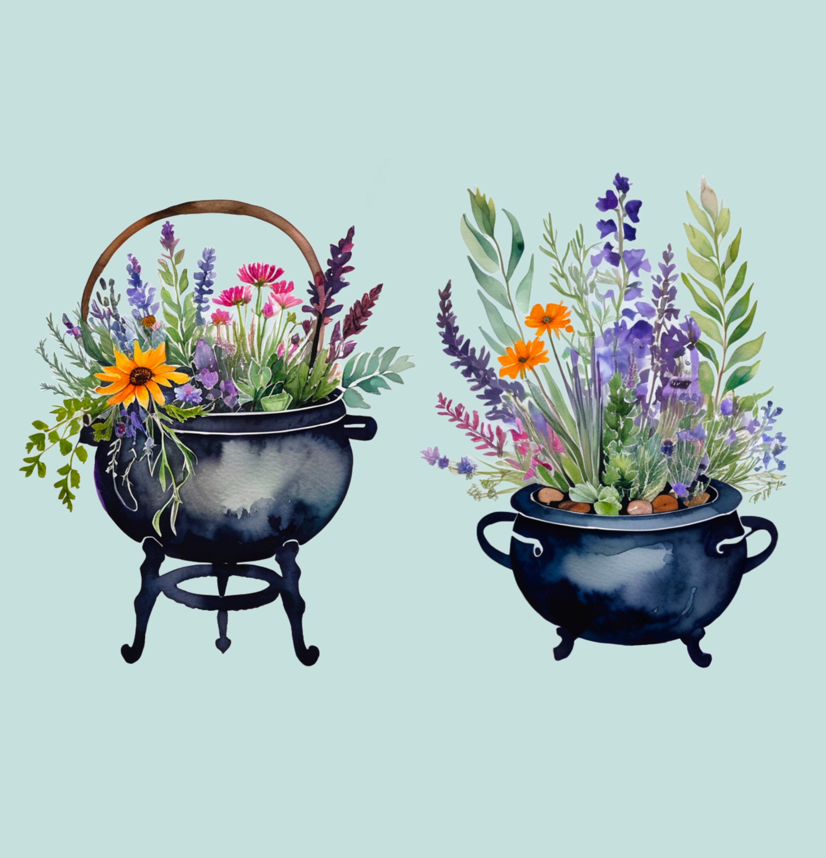 Green Witch Spring PNG Watercolor Sublimination Clipart Digital Ostara ...