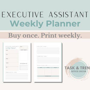 Executive Assistant Weekly Planner: Printable, Fillable PDF (digital ...