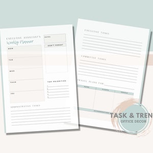 Executive Assistant Weekly Planner: Printable, Fillable PDF (digital ...