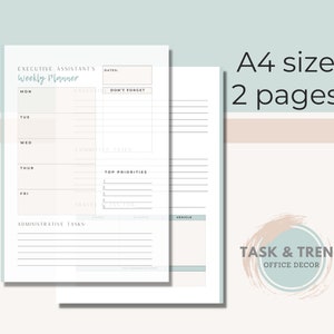 Executive Assistant Weekly Planner: Printable, Fillable PDF (digital ...