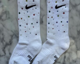 Hand-rhinestoned/bedazzled Nike Socks - Etsy