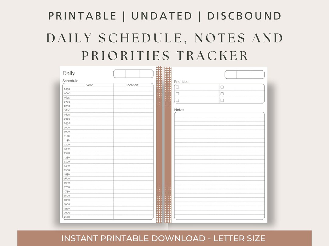 Daily Journal Pages Printable With Notes Page | Discbound | Junior-size ...