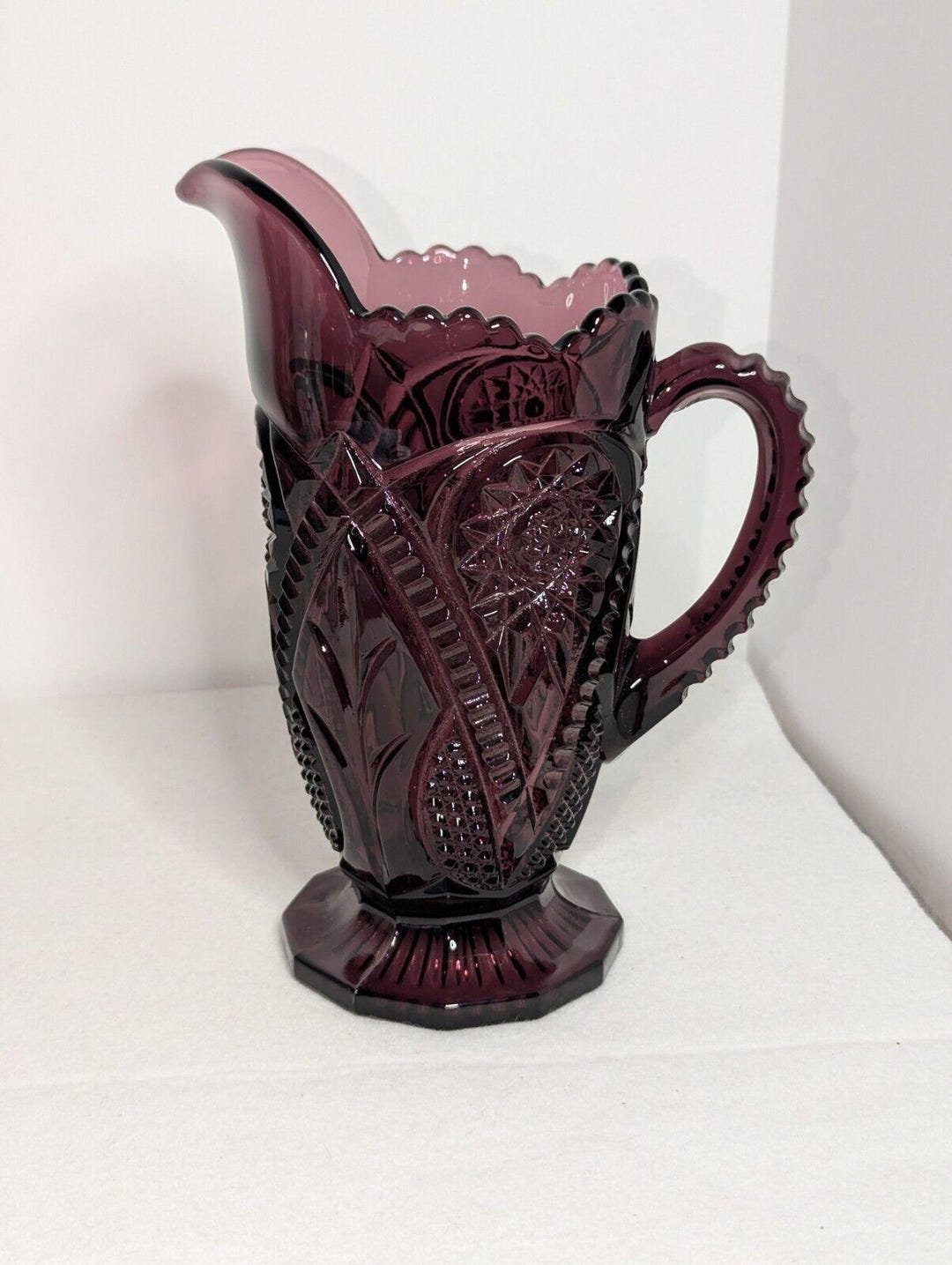 Vintage VIKING Purple Amethyst Glass Pitcher/vase Pressed Pinwheel ...