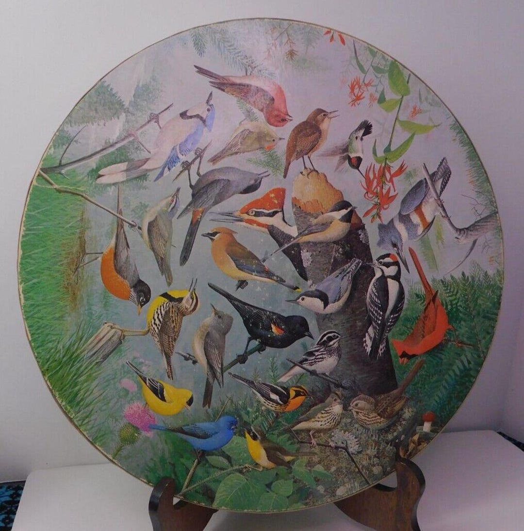 Vintage Springbok Circular Round Puzzle Familiar Birds William Dilger ...
