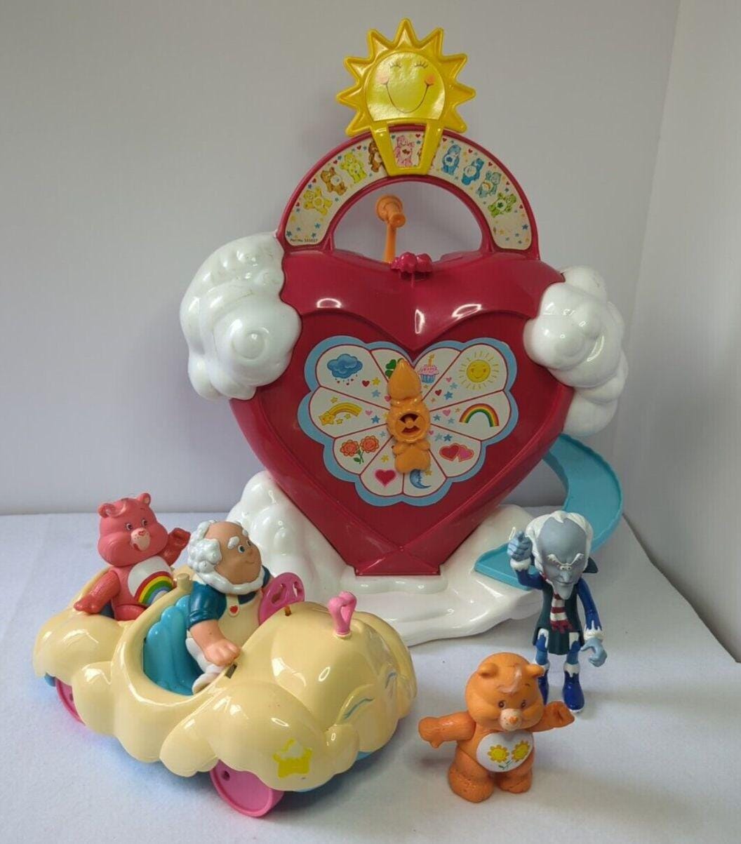 1983 Care Bears Care A Lot Playset +4 Care Bear Figures & Cloud Car ...