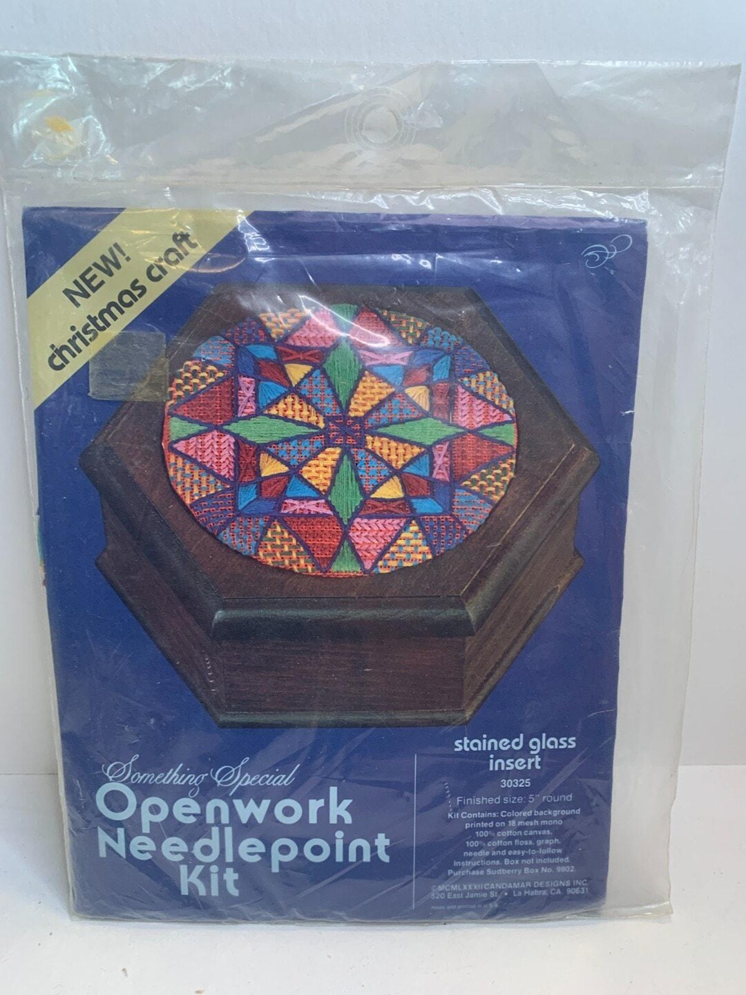 1982 Something Special Openwork Needlepoint Kit Stained Glass Insert ...