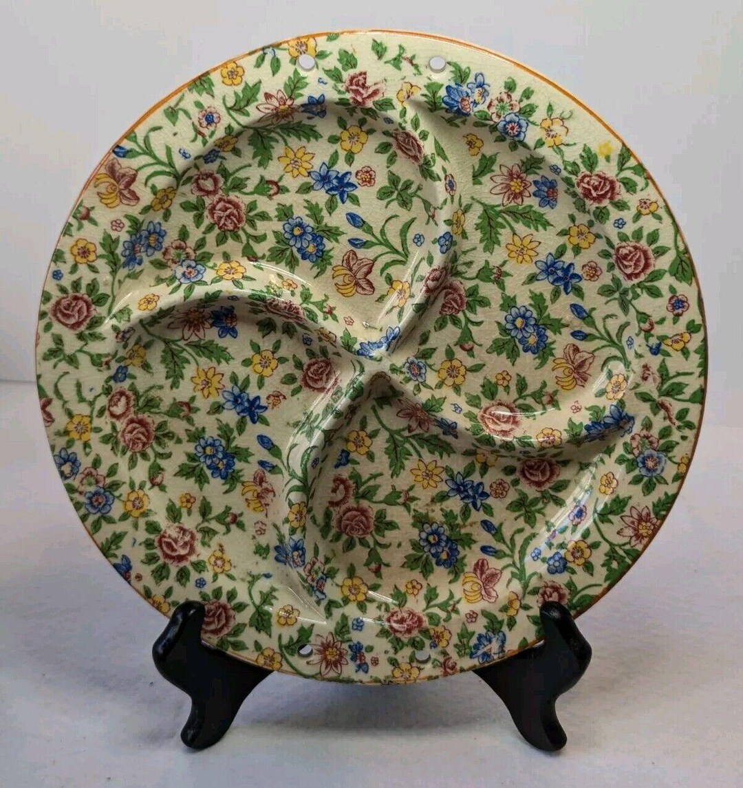 Vintage Made in Japan Floral Pattern Divided Dish Wall Plate 20's 30's ...