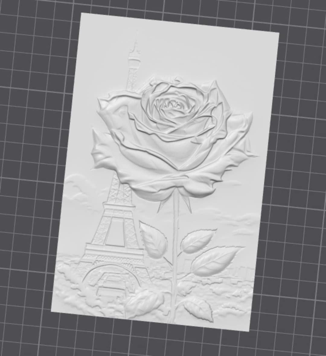 Eiffel Tower Rose Relief Wall Art Relief Print File (gcode +3MF ...