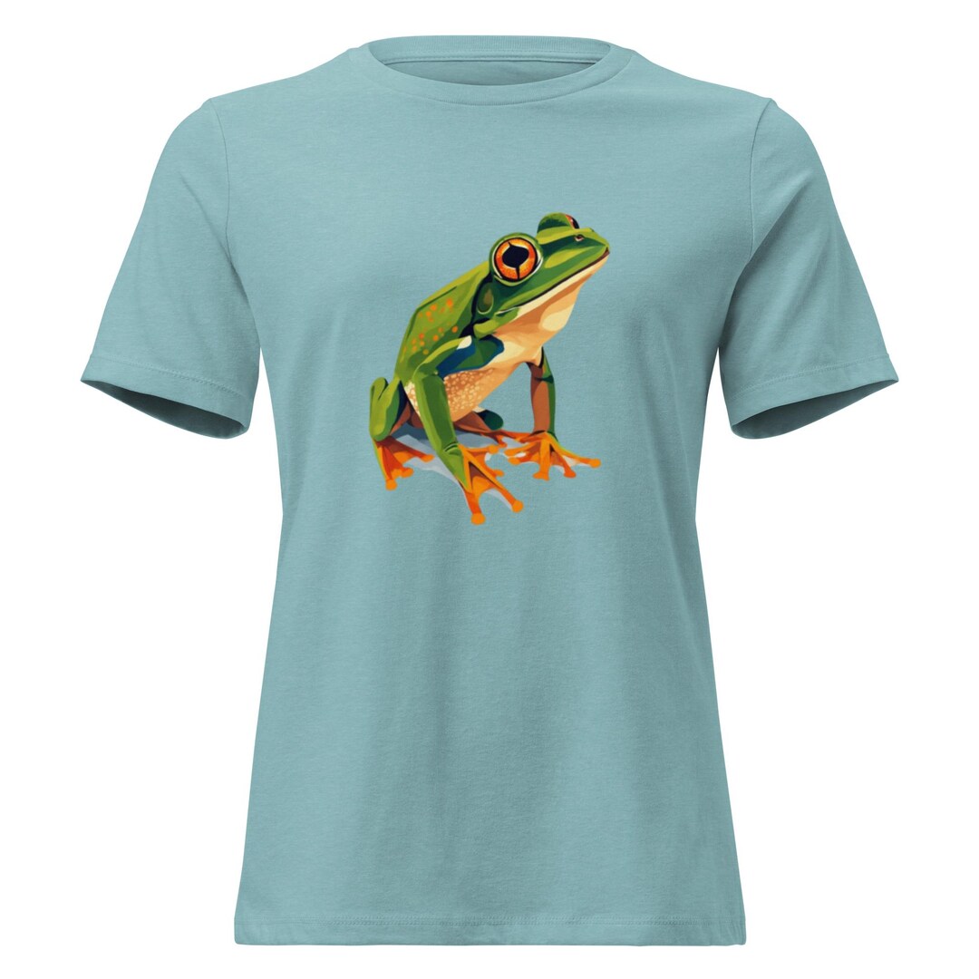 Women's Relaxed T-shirt - Vibrant Tree Frog - Digital Art Tee - New ...