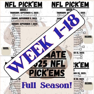 Week 11 Nfl Pick Sheet Printable 2025 Printable - Etsy