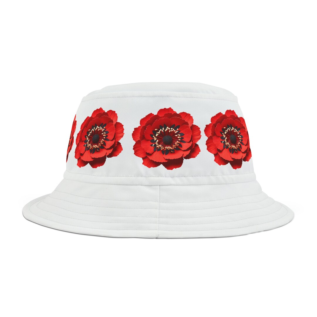 Poppy August Birth Flower - Bucket Hat - Etsy