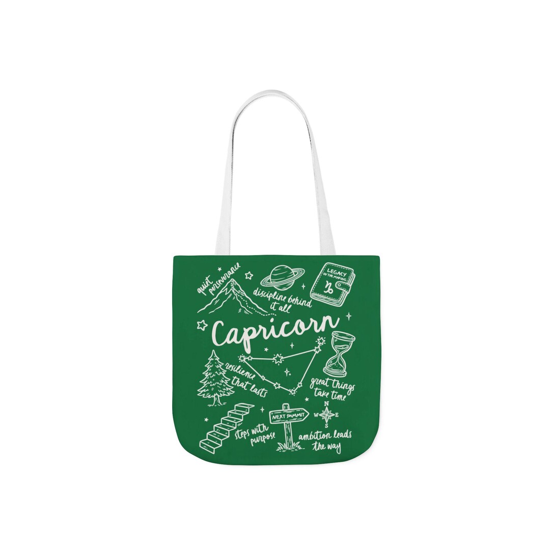 Capricorn Astrological Sign Doodle Canvas Tote Bag, Birthday Gift ...