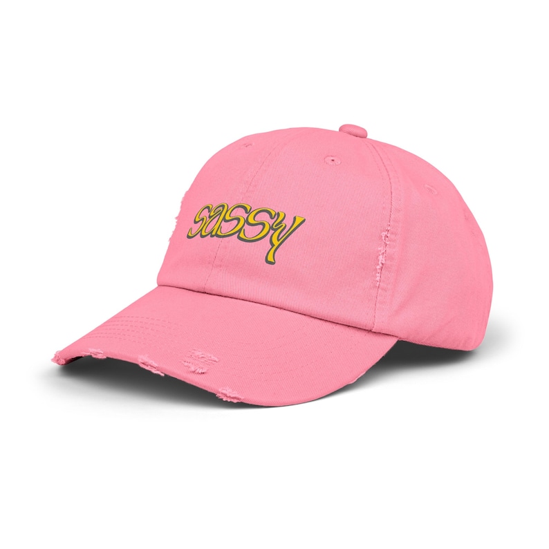 Sassy True Pink Unisex Distressed Cap - Etsy