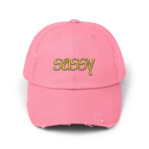 Sassy True Pink Unisex Distressed Cap - Etsy