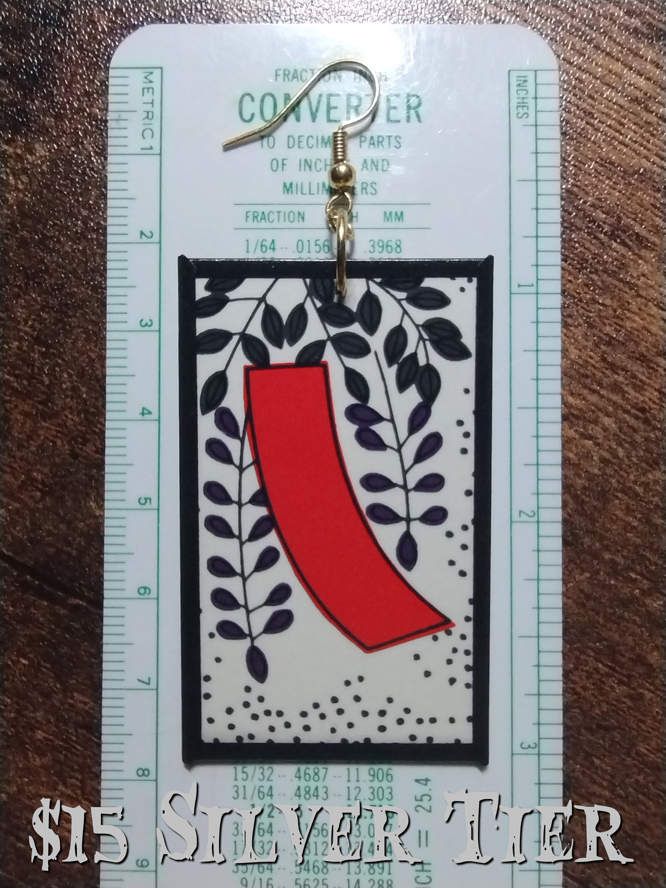Red Tanzaku wisteria Hanafuda Earring 1 Real Hanafuda Cards, Water ...